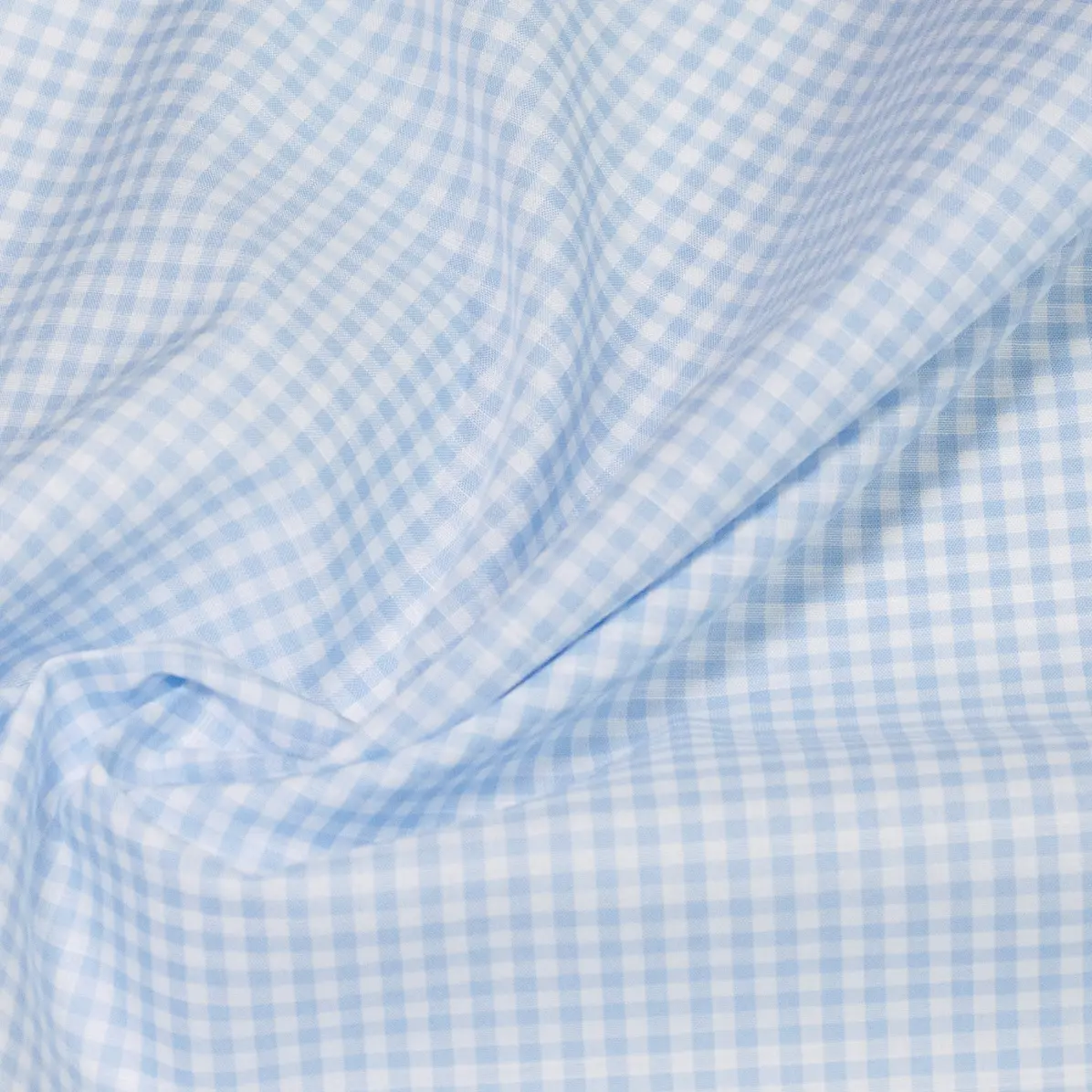 Shirt fabric Avellino Light Blue Popelin Check – 100% Cotton...