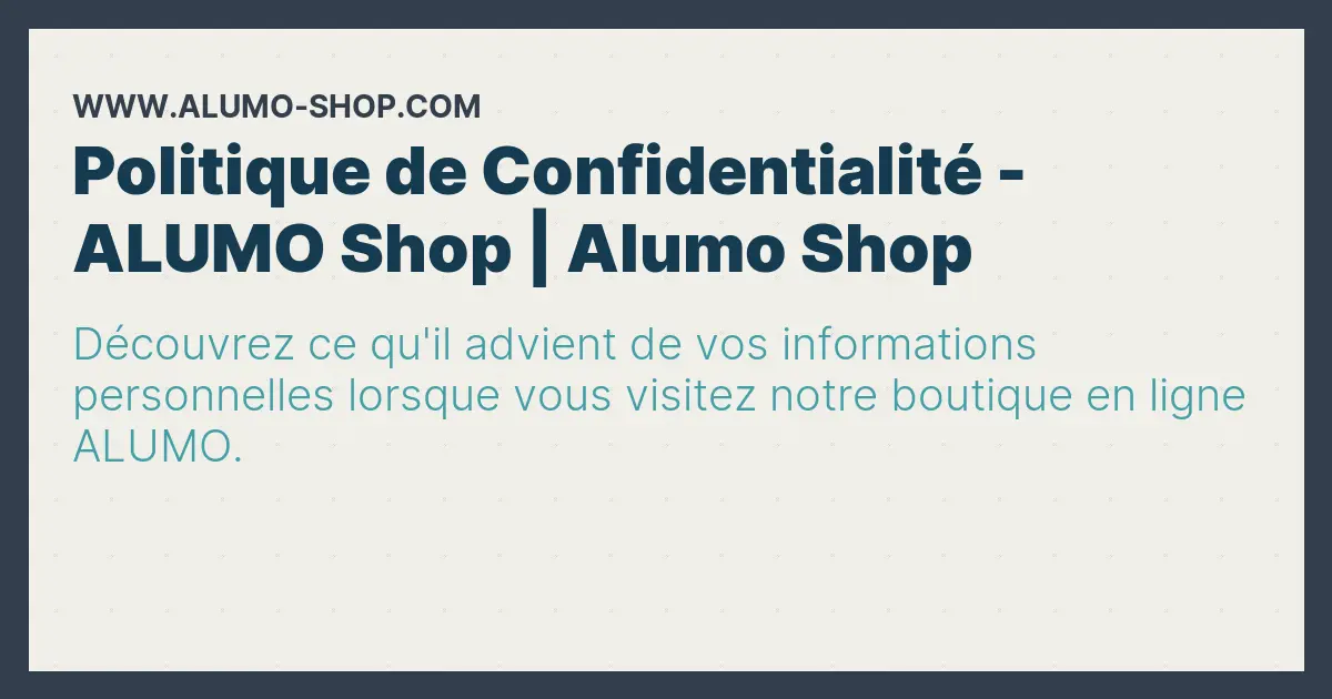 Privacy Policy - ALUMO shop | Alumo Shop
