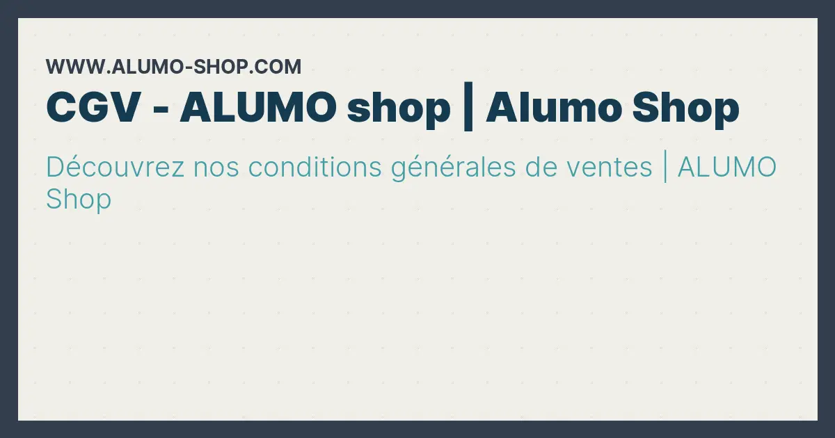 Terms and conditions - ALUMO shop | Alumo Shop